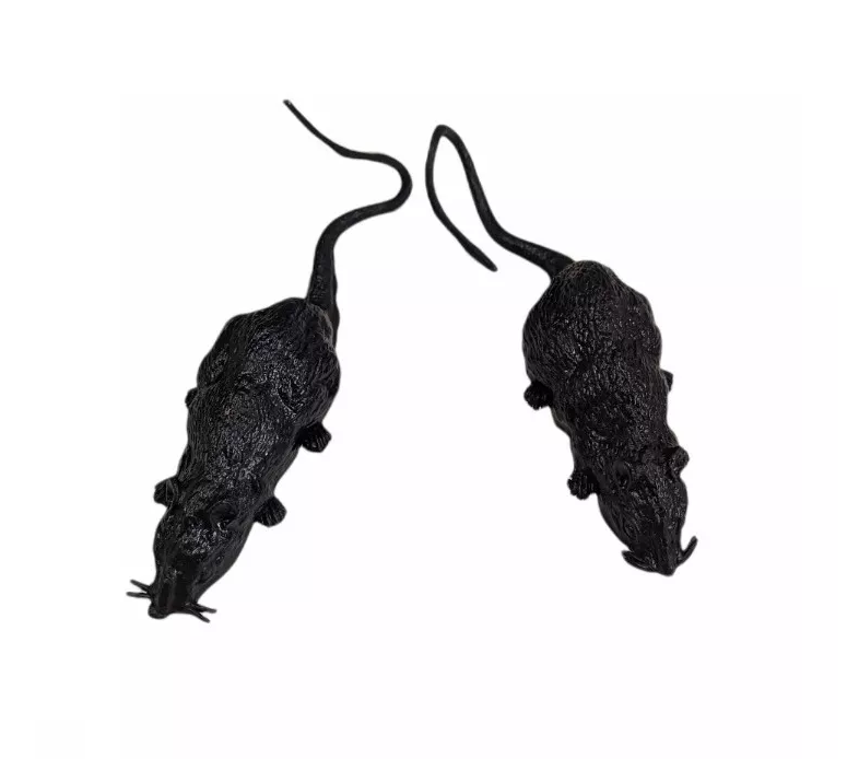 Rata Ratita Plástico x2 Decoración Halloween - Cotillón Chirimbolos