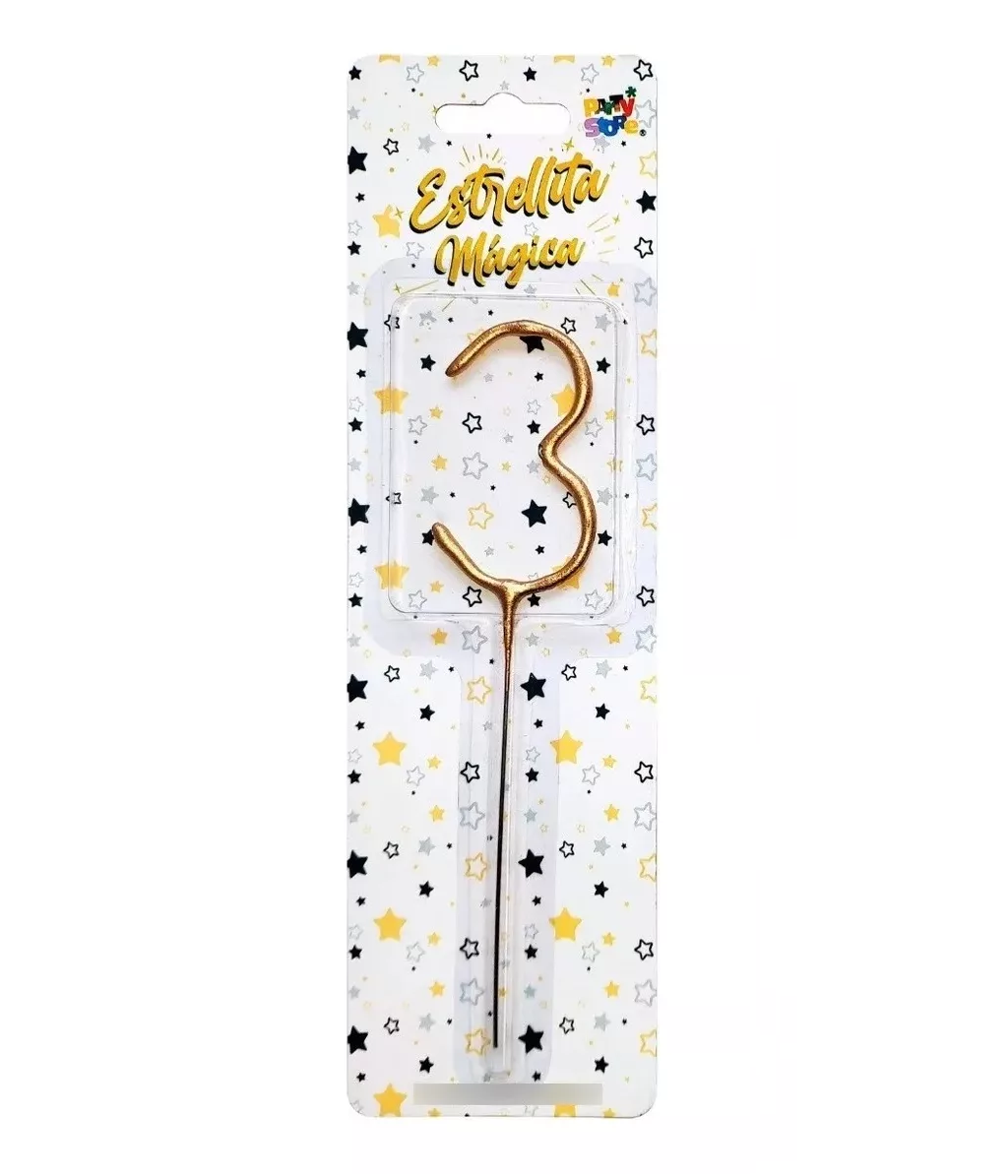 Estrellita Mágica Dorada Número 3 - Cotillón Chirimbolos
