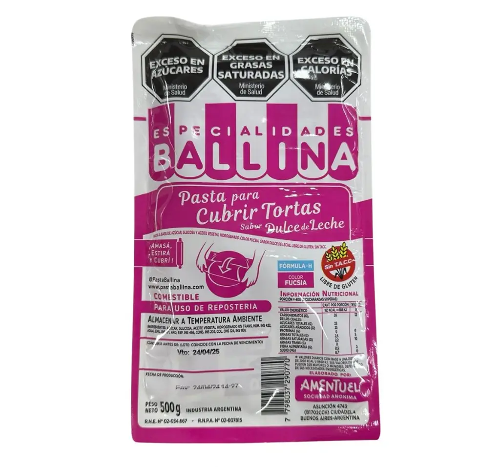 Pasta Ballina Color Fucsia - 500 g - Cotillón Chirimbolos
