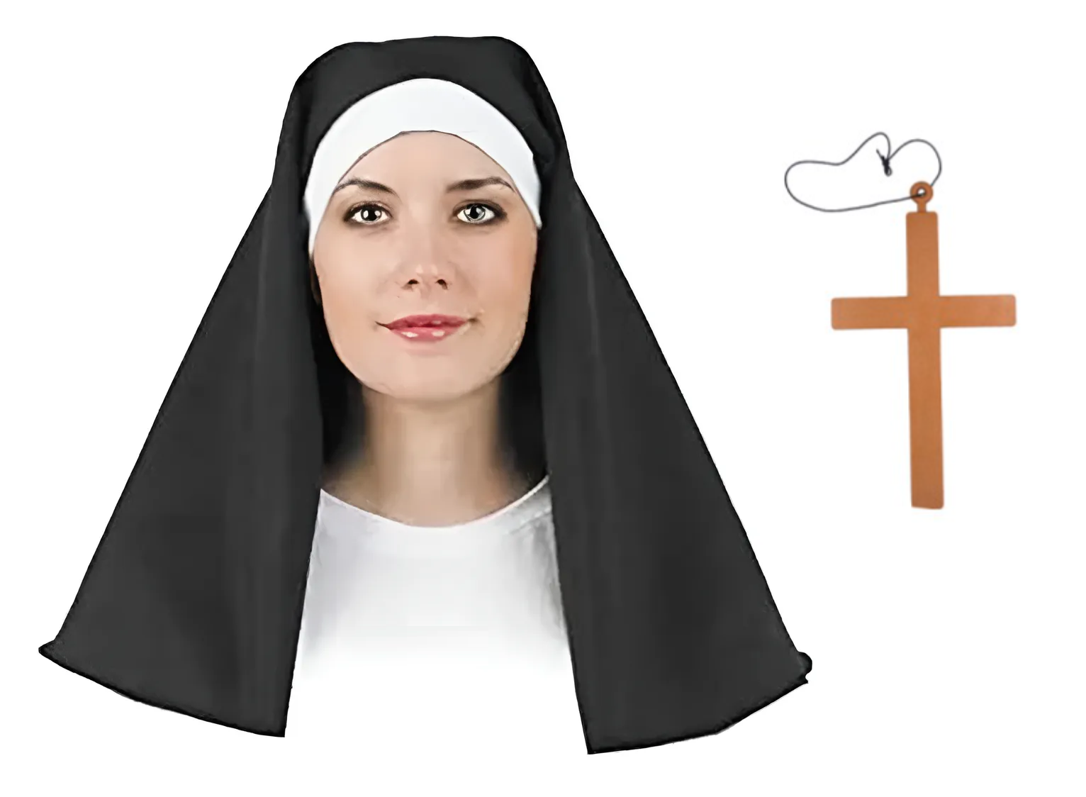 Disfraz Set Monja Cofia Velo Y Cruz Halloween - Cotillón Chirimbolos